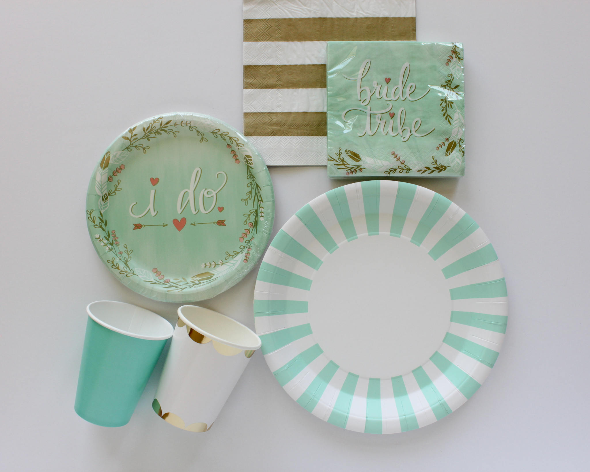 Mint Green Dinner Plates / Mint Tableware / Mint Striped Party Plates ...