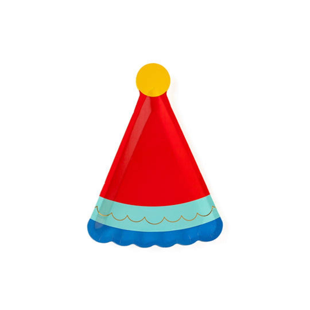 Blue Party Hat Plate / Party Hat Plates / Hooray Paper Plates / Red ...