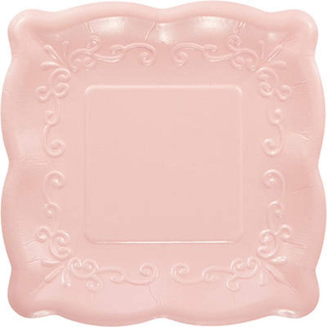 Pink Plate / Pink Paper Plate / Pink Square Plate / Pink Baby - Etsy