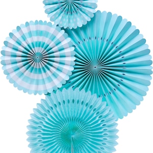 Blue Party Fan Set / Blue Fans / Party Fans / Paper Fans / Light Blue ...