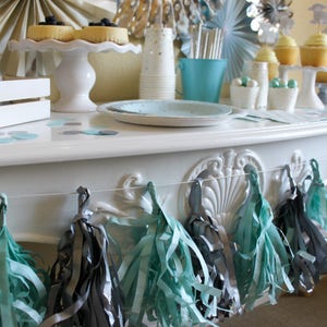 Light Blue Tassel Banner / Tassel Banner / Tissue Banner / Party Decor ...
