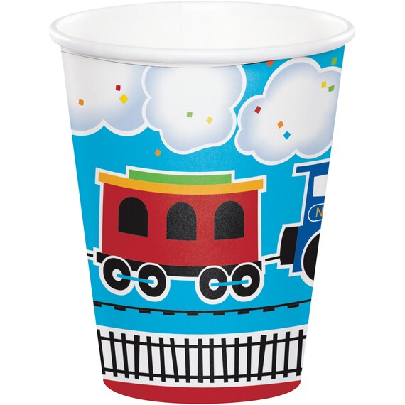 Train Cups / Train Party / Choo Choo Cups / Train Plates / | Etsy