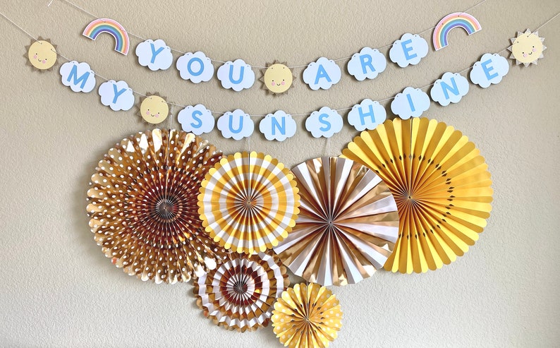 Sunshine Cupcake Set / Sun Cupcake Toppers / Cloud and Rainbow Cupcake ...
