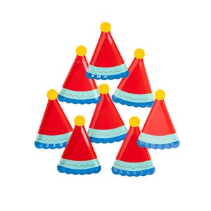 Blue Party Hat Plate / Party Hat Plates / Hooray Paper Plates / Red ...