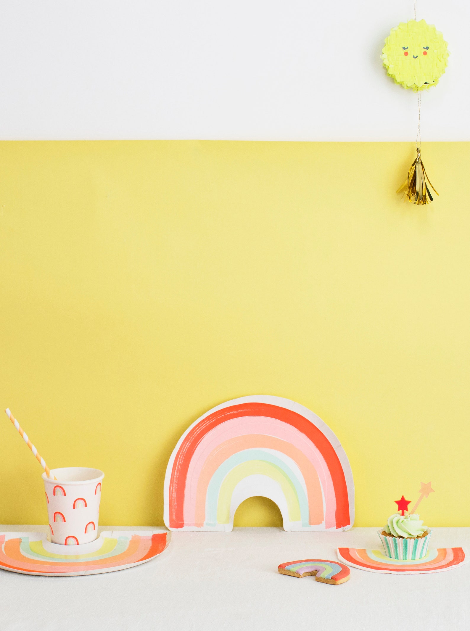 Sunshine Cupcake Set / Sun Cupcake Toppers / Cloud and Rainbow Cupcake ...