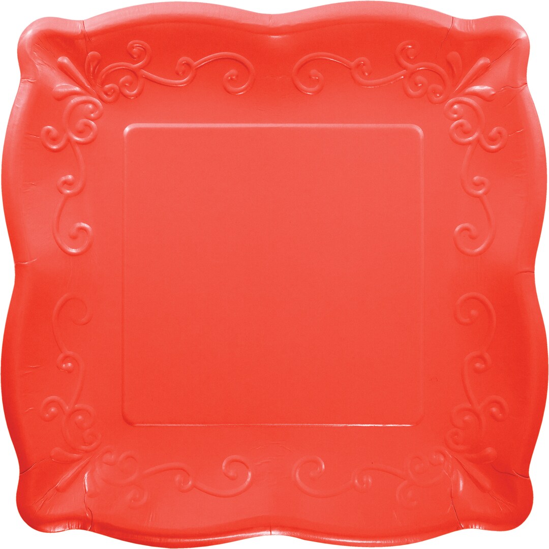 Coral Plate / Coral Square Scallop Plate / Coral Paper Plate / Coral ...