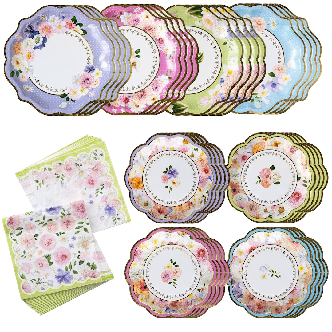 Tea Time Party 78 Piece Party Tableware Set (16 Guests) for Tea Parties ...