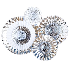 Silver Foil Party Fan Set / Silver Foil Fans / Party Fans / Paper Fans ...