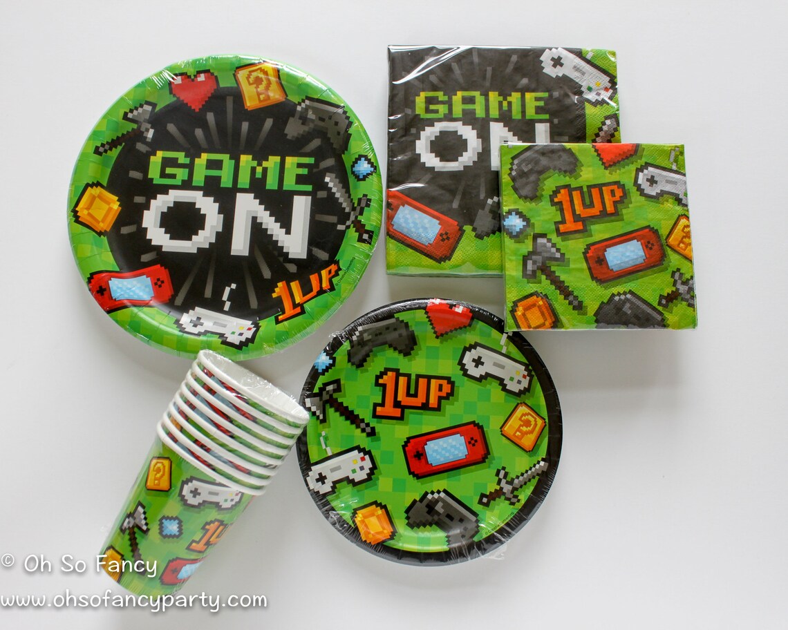Game on Party Bundle /gamer Party Tableware / Video Game Party | Etsy