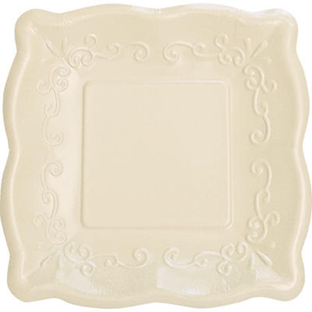 Linen Plate / Ivory Plate / Linen Square Scallop Plate / Ivory Dinner ...