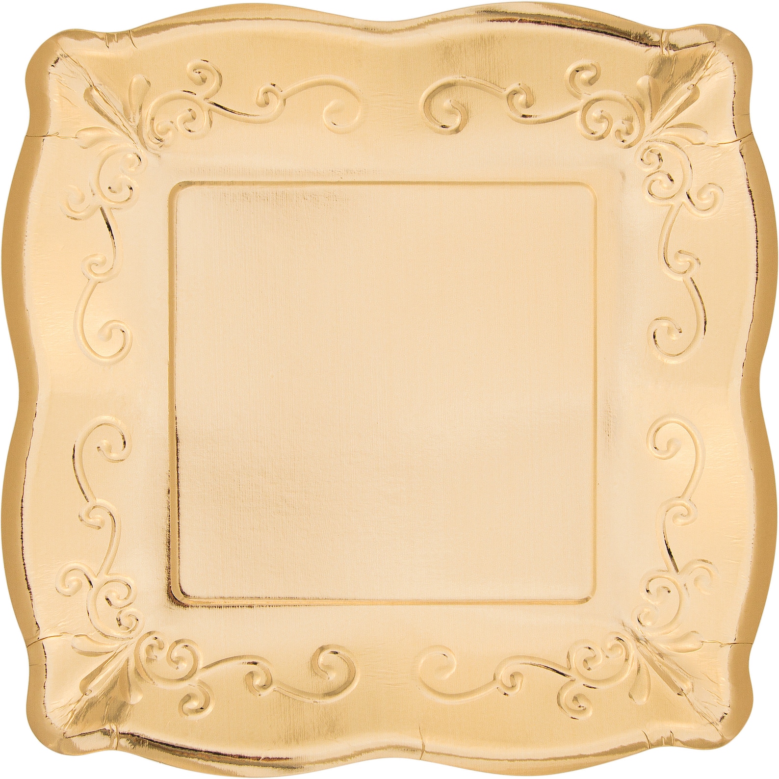 Gold Plate / Gold Square Scallop Plate / Gold Paper Plate / Gold ...
