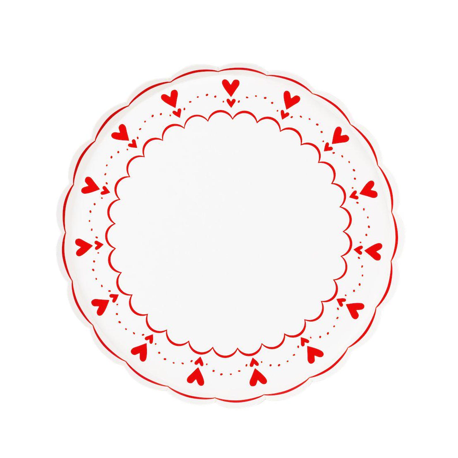 White and Red Heart Dessert Plates for Valentine's Day Parties and ...