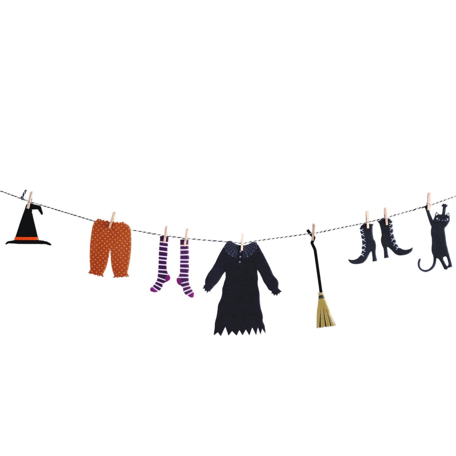 Witch's Clothes Line Felt Halloween Garland | Halloween Party Decor ...