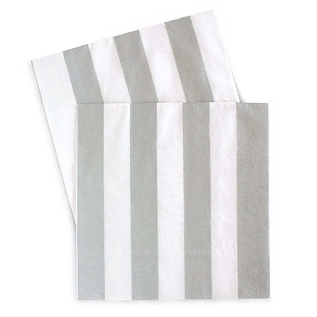 Silver Striped Napkins / Silver and White / Silver Napkins / Silver ...