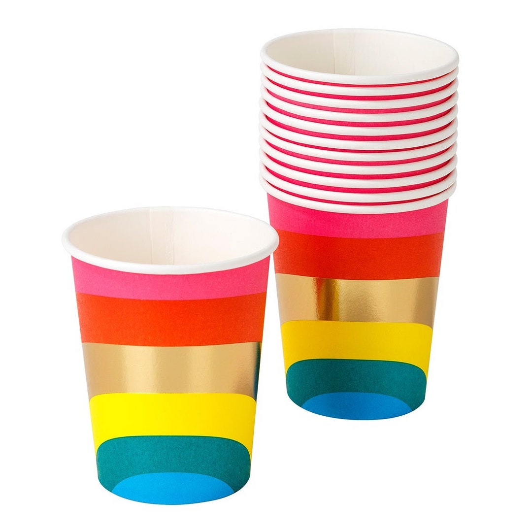 Rainbow Cups / Rainbow Paper Cups / Rainbow Striped Cup / Rainbow Party ...