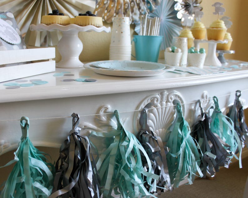 Navy Blue Tassel Banner / Tassel Banner / Tissue Banner / Party Decor ...