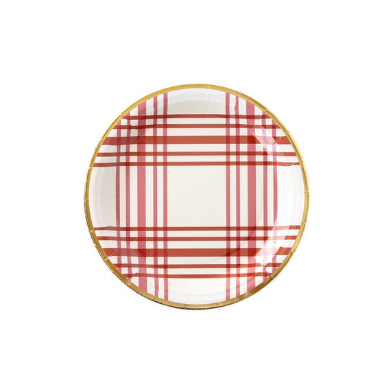 Harvest Plaid Dinner Plates / Red Plaid Plates / Red and Gold - Etsy