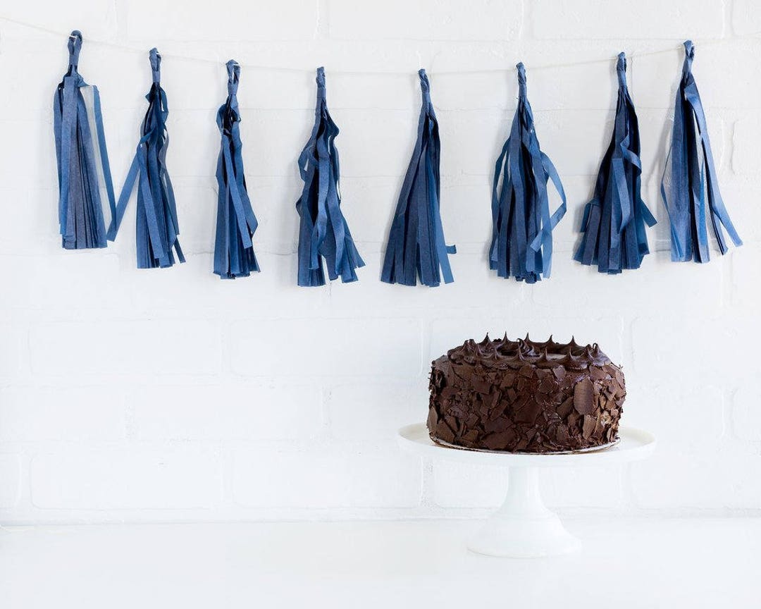 Navy Blue Tassel Banner / Tassel Banner / Tissue Banner / Party Decor ...