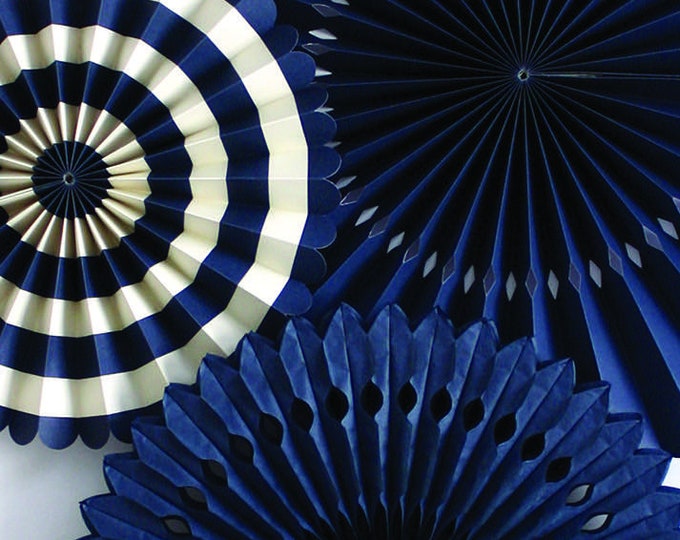 Navy Party Fan Set / Navy Fans / Party Fans / Paper Fans / Nautical ...