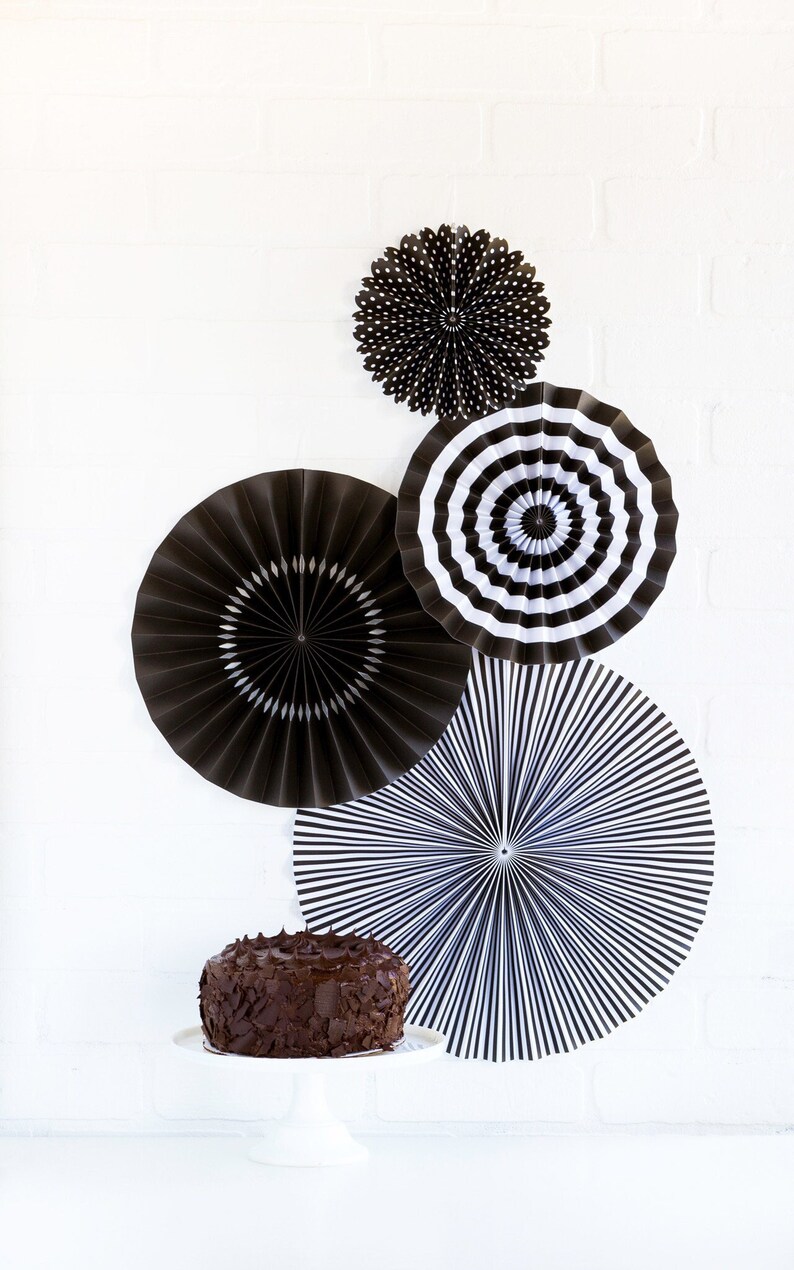 Black Party Fan Set / Black Fans / Party Fans / Paper Fans / | Etsy