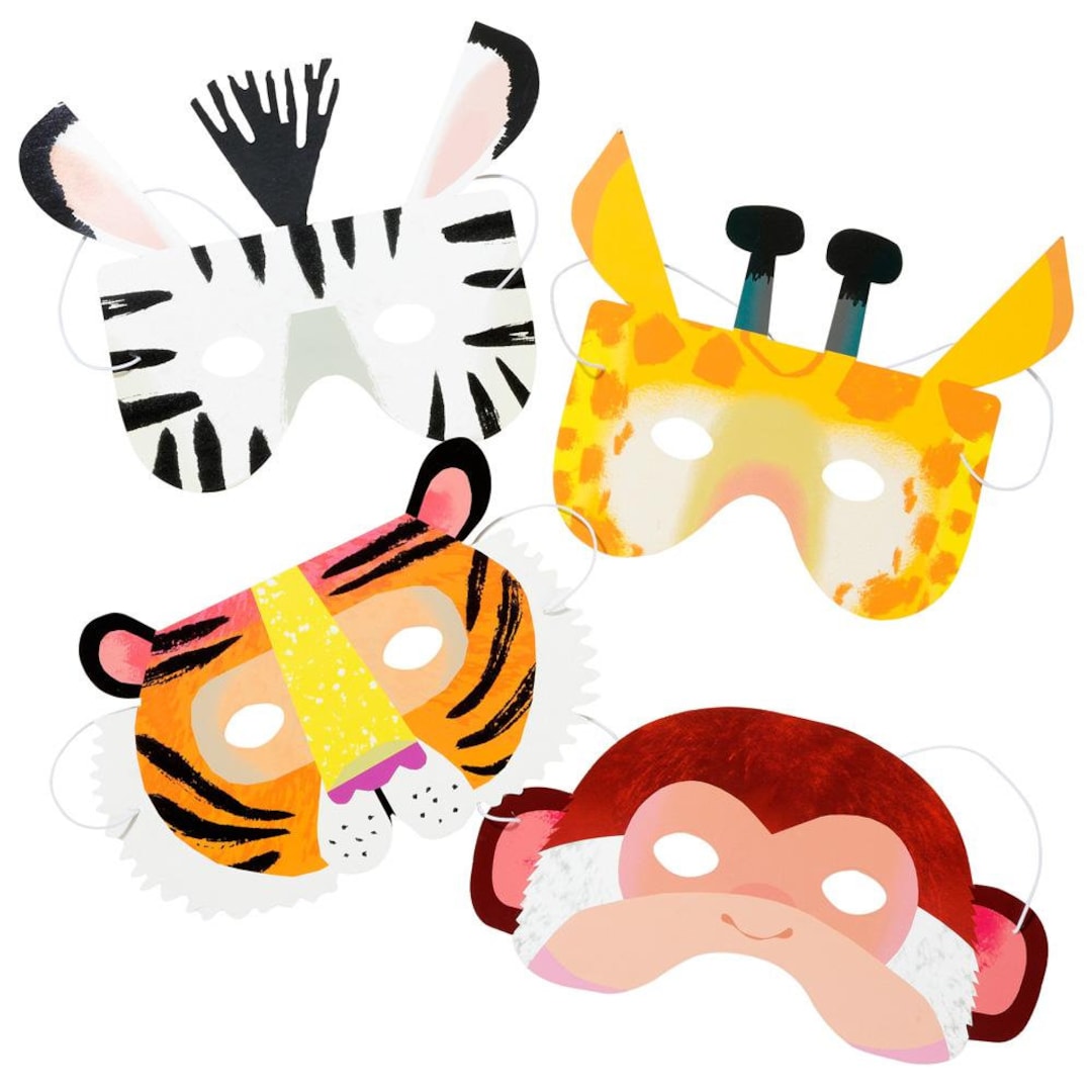 Safari Animal Party Masks | 8 Count Kids Jungle Zoo Masks | Birthday ...