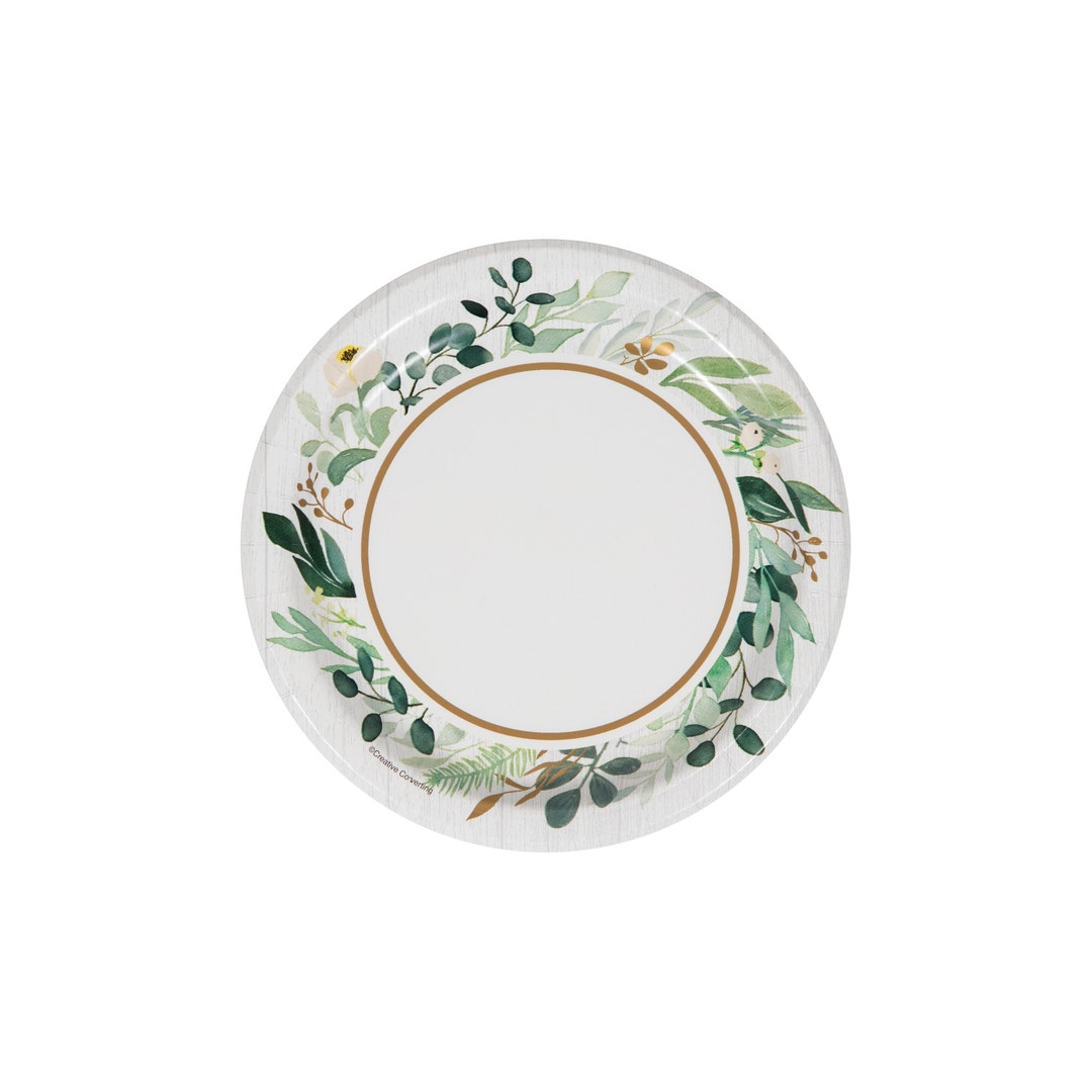 Eucalyptus Floral DESSERT Plates / Botanical Wedding Shower Plates ...