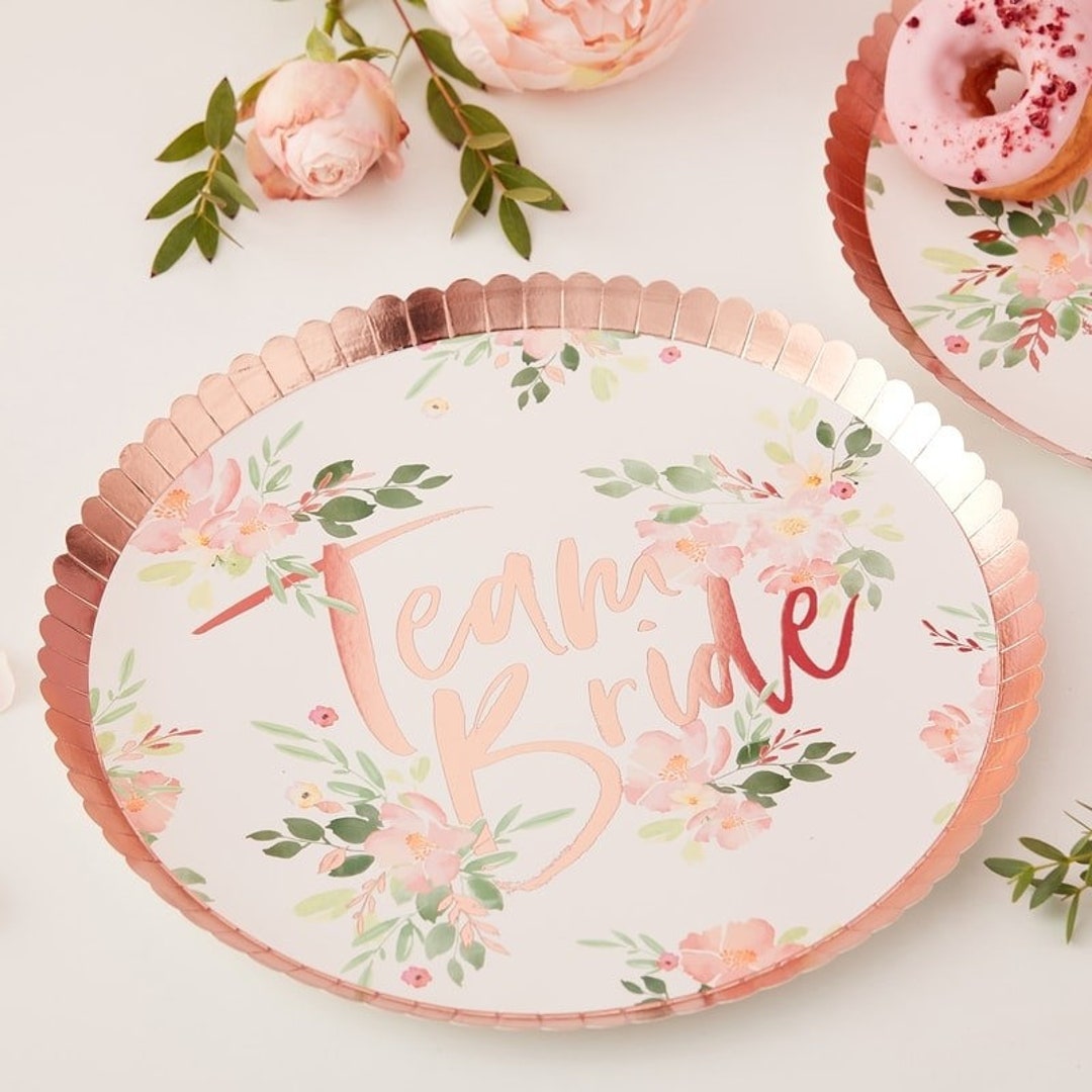 Team Bride Floral Plates / Team Bride Dinner Plates / Bachelorette ...