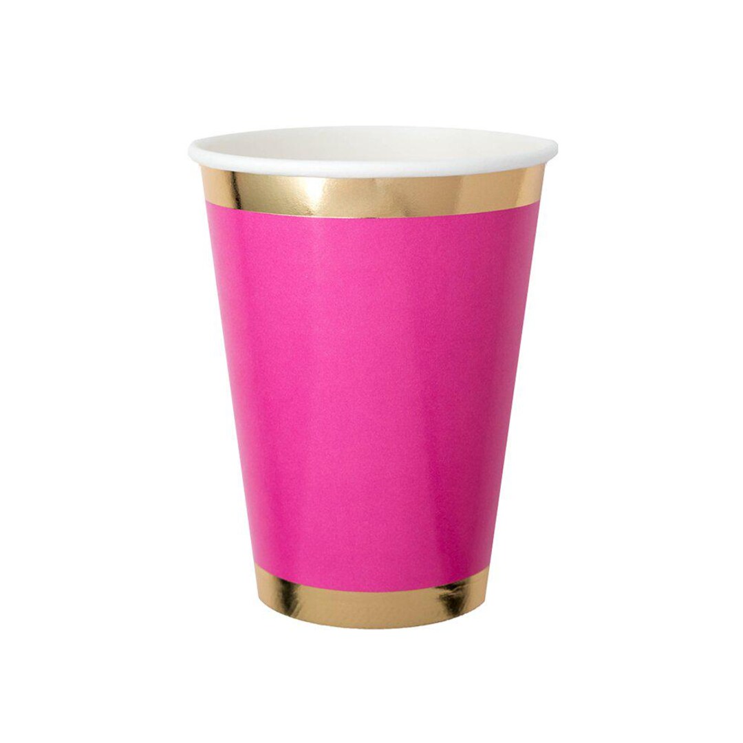 Posh Pink & Gold Paper Cups for Birthday Parties, Baby Showers ...