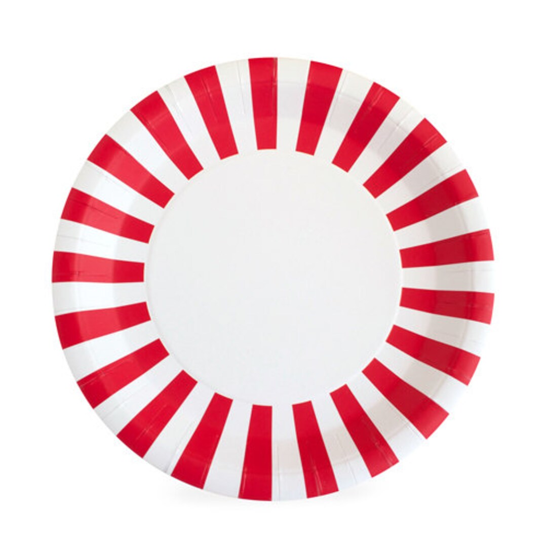 Red Striped Dinner Plates / Red Paper Plates / Red Striped Party Plates ...