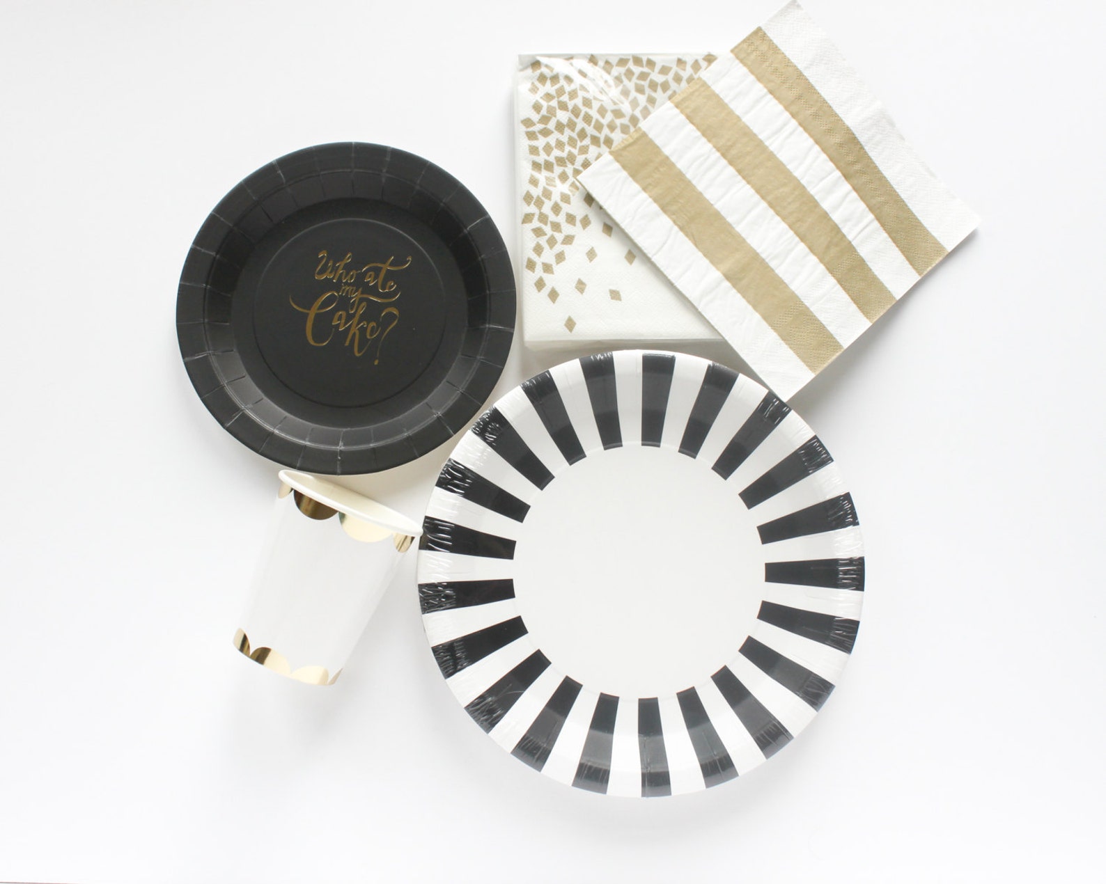 Black Striped Dinner Plates / Striped Black Plates / Black Striped ...