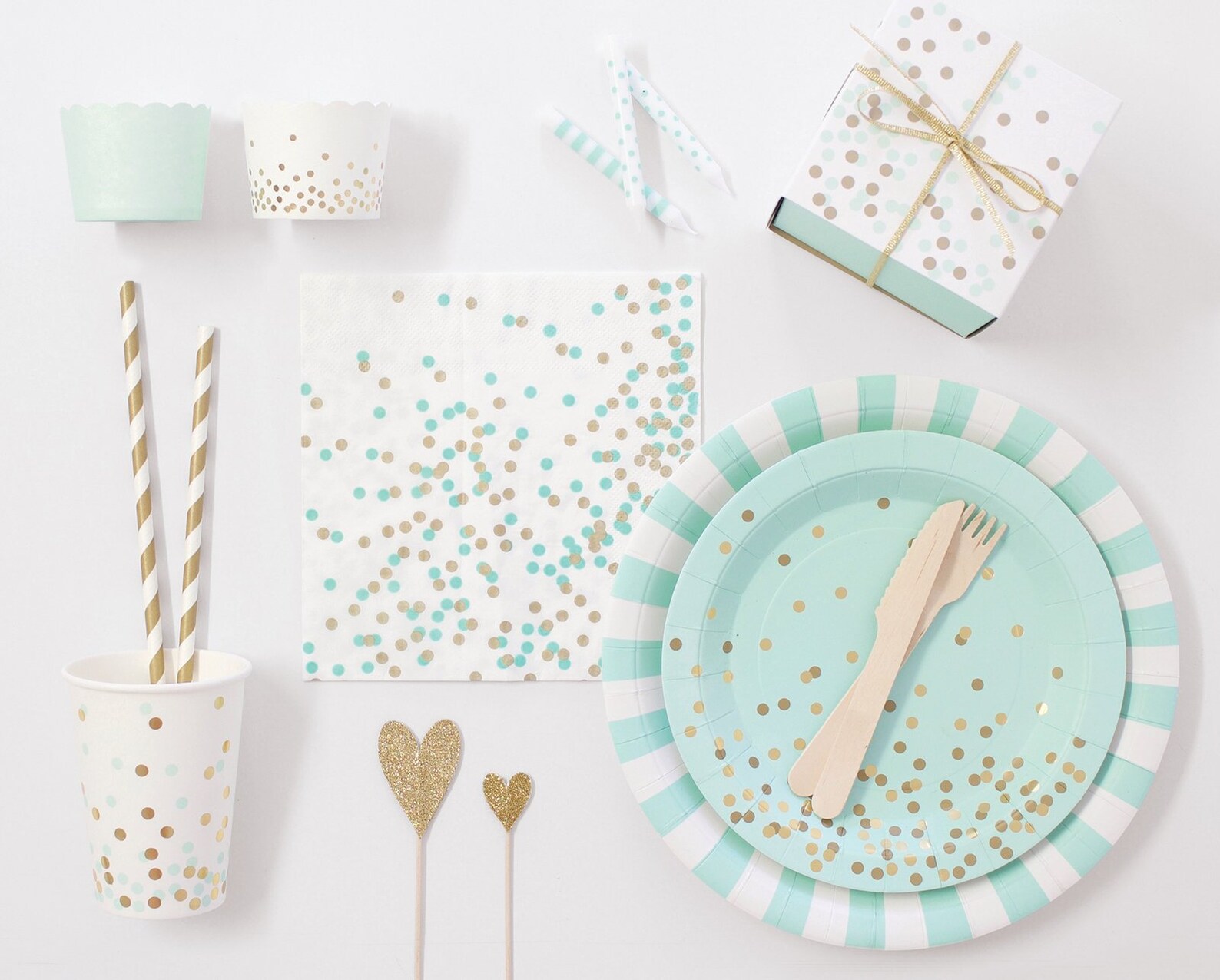 Mint Confetti Favor Box / Mint and Gold / Mint and Gold - Etsy