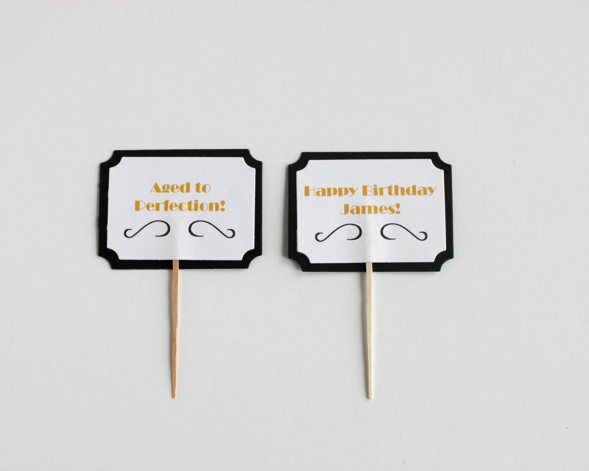 Aged To Perfection Cupcake Toppers Set Of 12 Black And Etsy