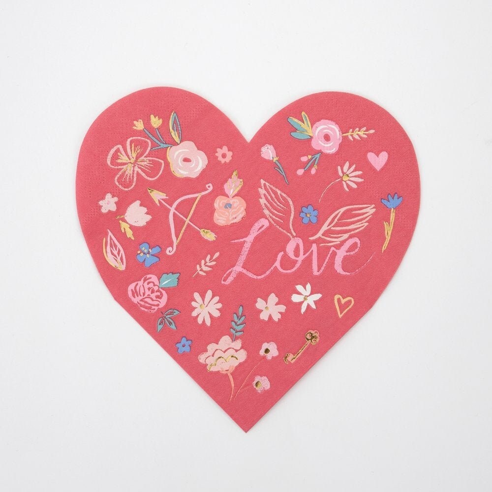 Floral Heart Love Napkin / Floral Party Napkin / Heart Shaped Napkin ...