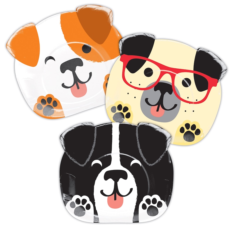 Dog Assorted Party Plates / Dog Paper Plate / Dog Face Plate / - Etsy