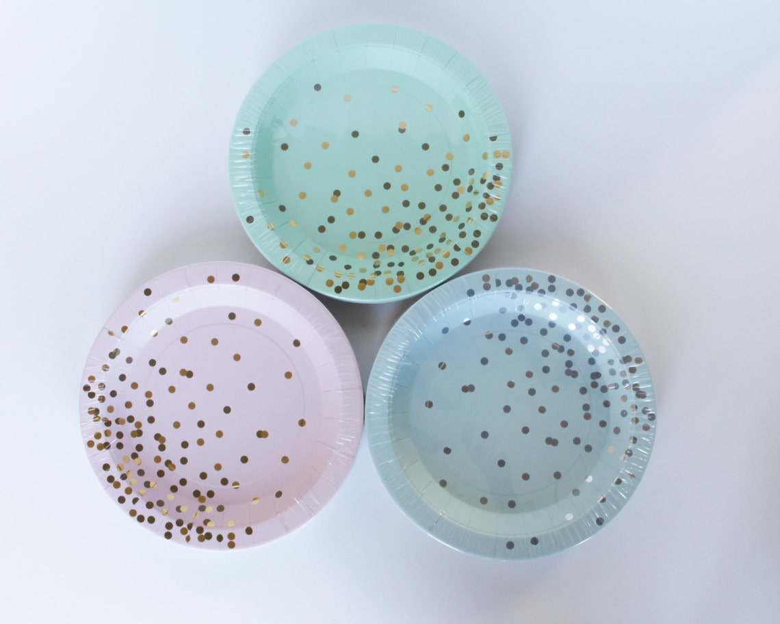 Blue Confetti Dessert Plates / Blue and Silver / Light Blue | Etsy