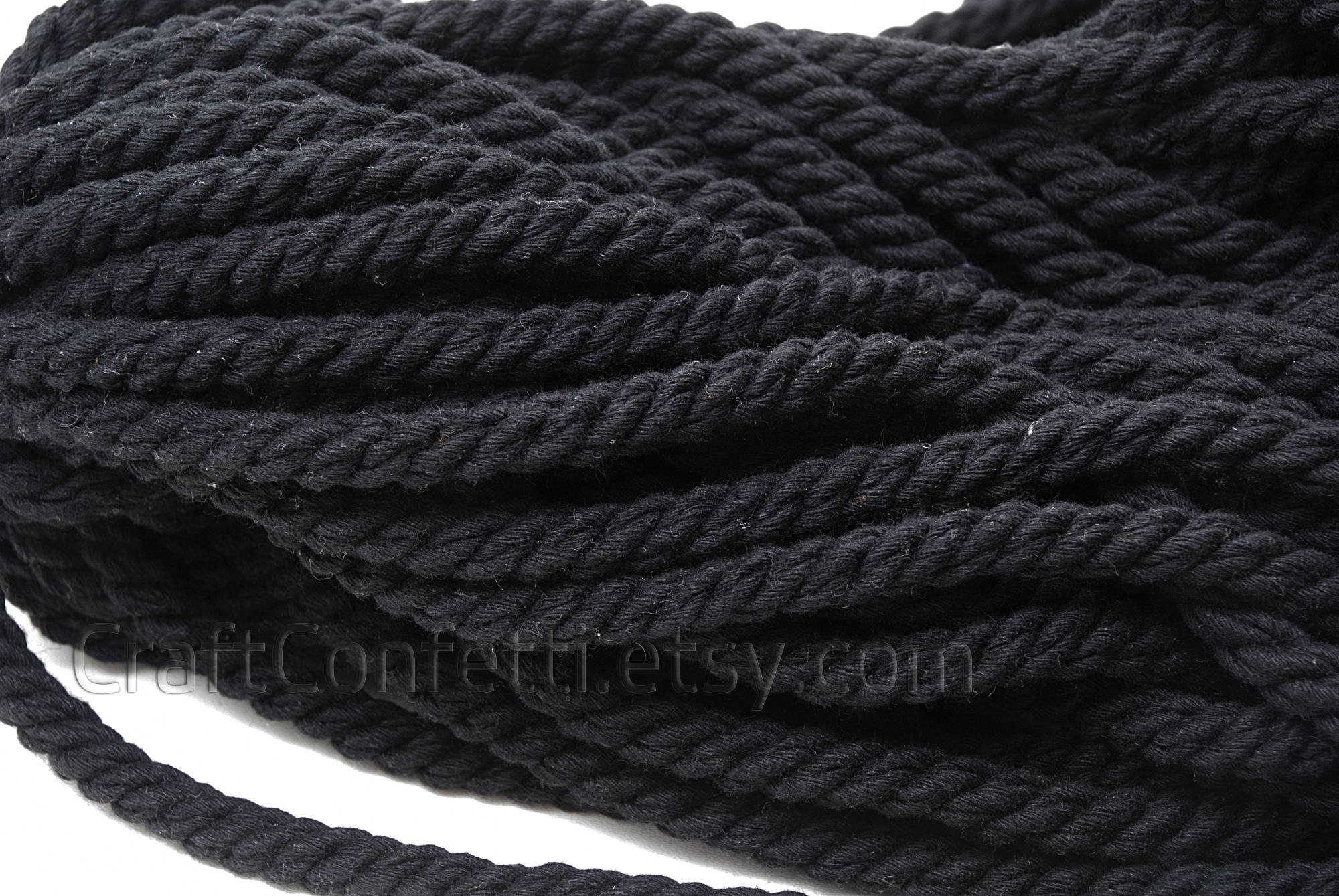 10mm Black twisted rope 30ft Black cotton cord Decoration | Etsy