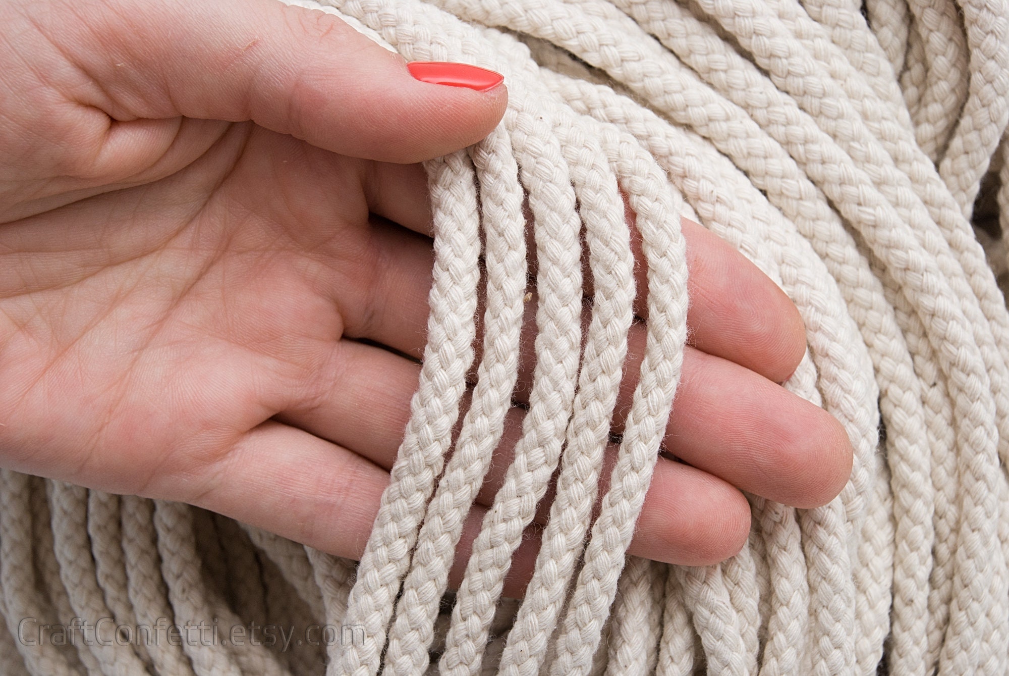 Ivory Cotton Rope 7mm. Macrame Braided Cord Accessories. - Etsy