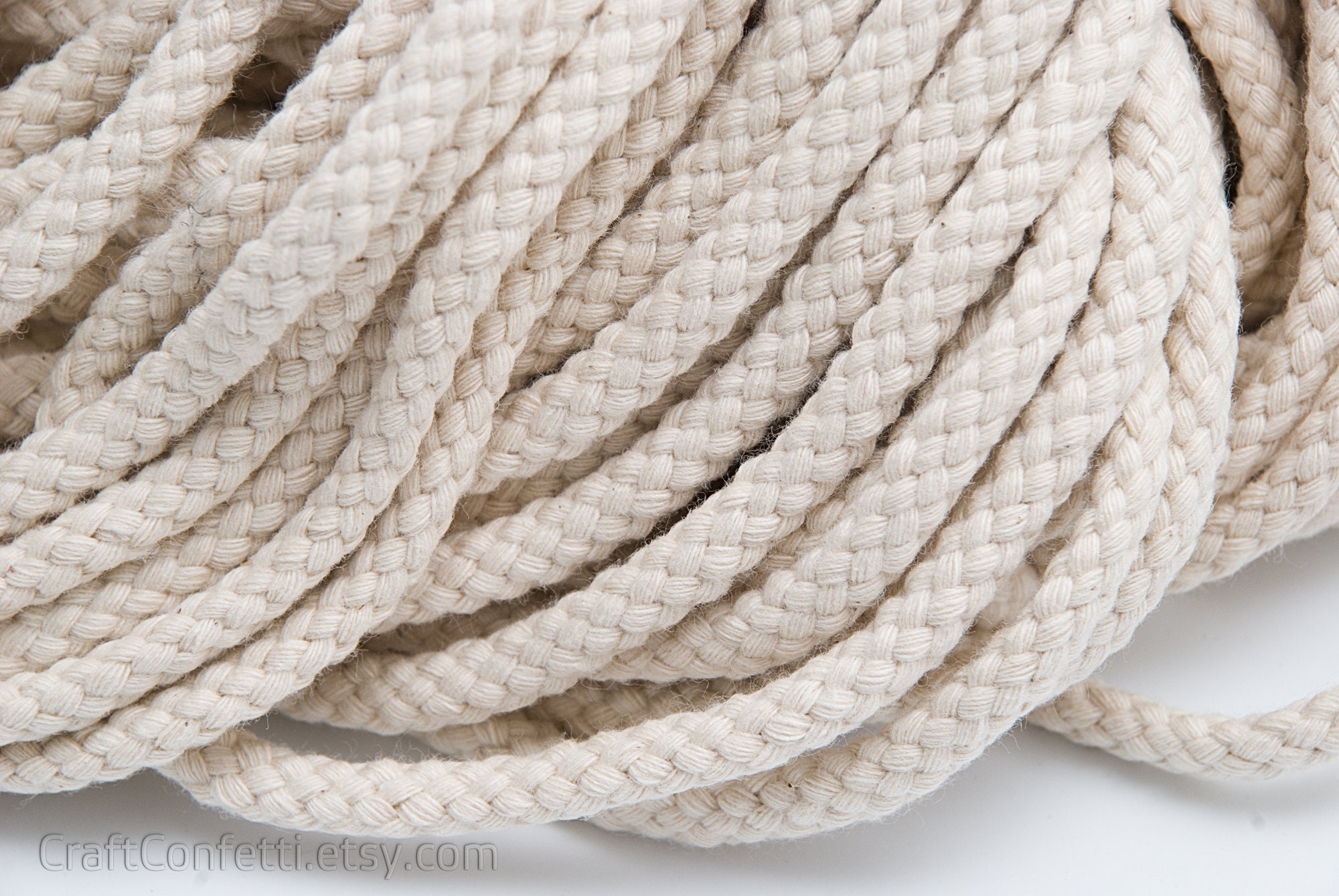 Ivory Cotton Rope 7mm. Macrame Braided Cord Accessories. - Etsy