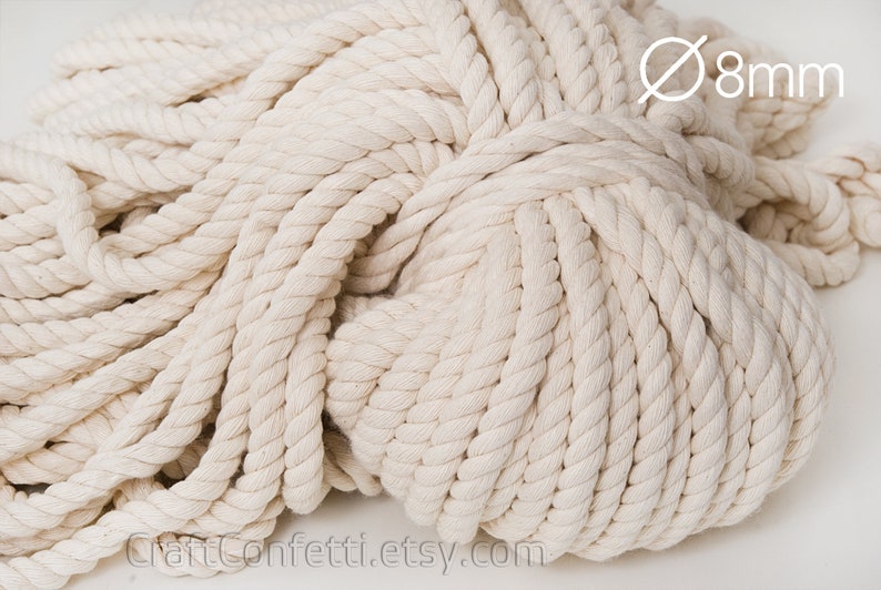Twisted Cotton Rope 8mm Beige Planthanger Rope Nautical - Etsy