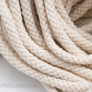 Ivory Cotton Rope 7mm. Macrame Braided Cord Accessories. Decorative ...