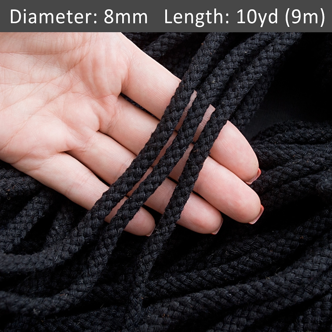 8mm Black Cotton Rope 30ft, Braided Wall Art Cord for Crafting ...