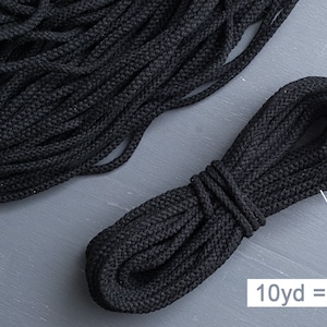 5mm Black Macrame Cord 10yards. Black Braided Cotton Cord for ...