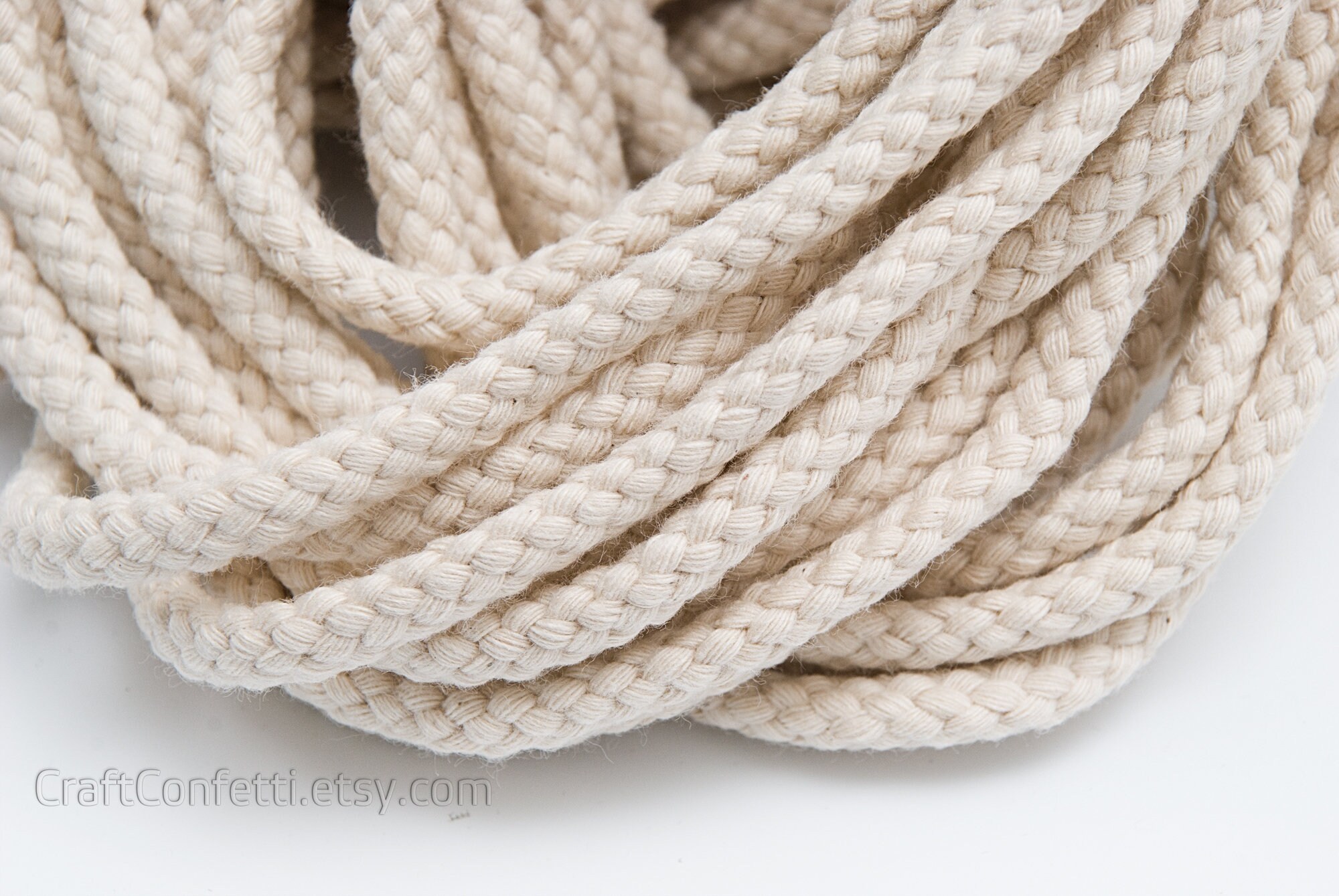 Ivory Cotton Rope 7mm. Macrame Braided Cord Accessories. - Etsy