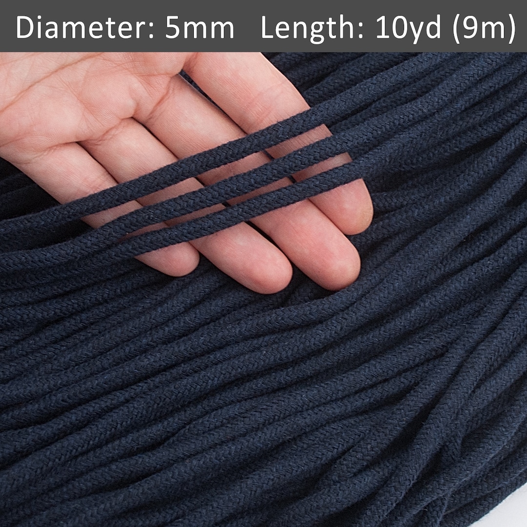 5mm Navy Blue Braided Cord 10yards, Wall Hangings Cotton Cord by the ...