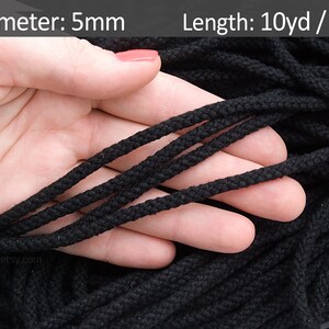 5mm Black Macrame Cord 10yards Black Braided Cotton Cord - Etsy