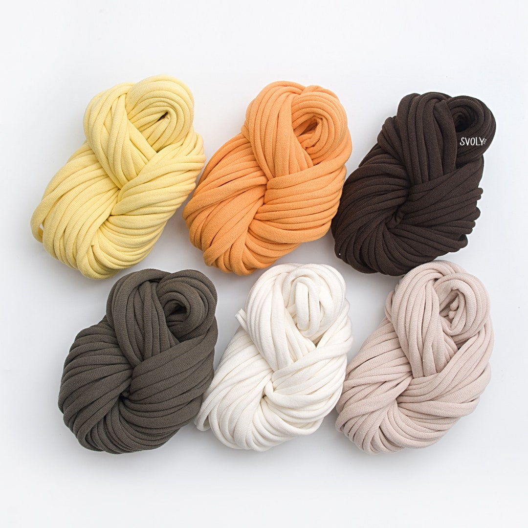 T-shirt Yarn Set – 6 Warm Earthy Colors (10m Each) – Upcycled Cotton ...