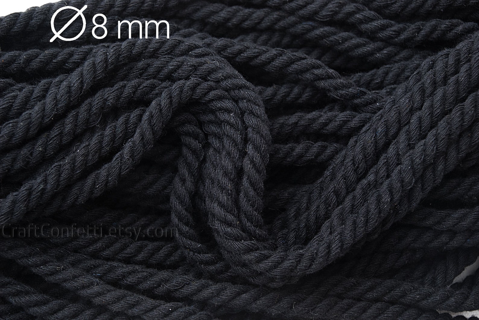 8mm Black Cotton Rope 10yds Black Cotton Twisted Rope Cotton | Etsy