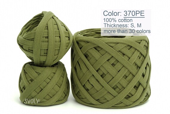 Moss green tshirt yarn 10mtrs Cotton fabric Rug spaghetti | Etsy