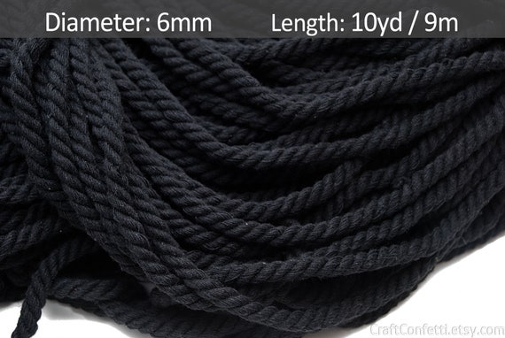 Black cotton rope 6mm 100% cotton cord Cotton twisted rope | Etsy