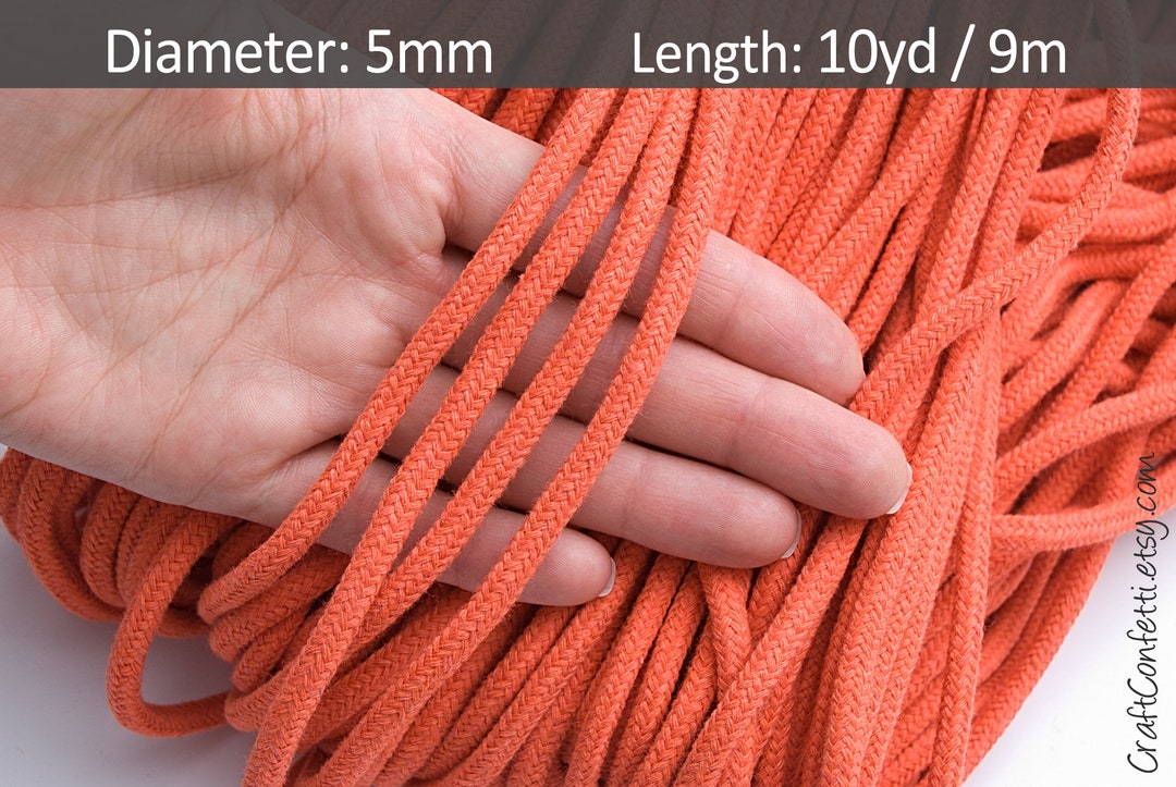 5mm Orange Braided Cord 10yds Craft Cotton Cord by the Yard - Etsy